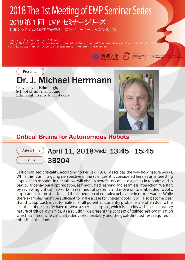 2018年4月11日（水）13:45-15:45 ：3B204：2018 The 1st Meeting of EMP Seminar ...